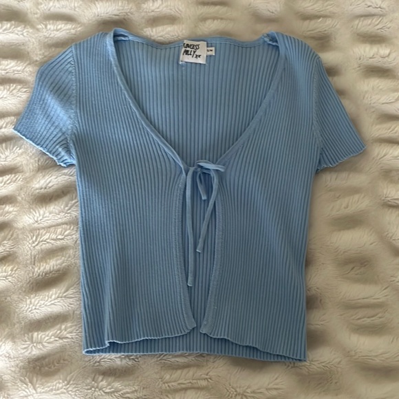 Princess Polly | Tops | Princess Polly Blue Ribbed Crop Top | Poshmark